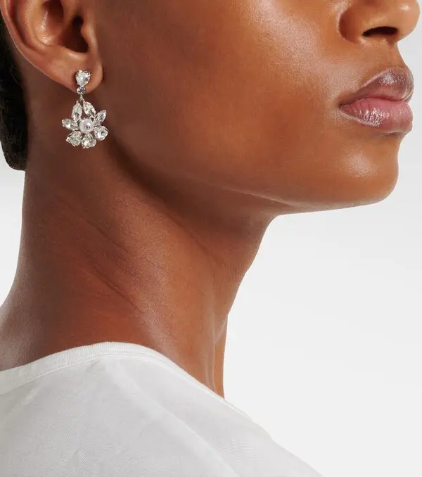 Simone Rocha Embellished Faux Pearl Drop Earrings - Silver