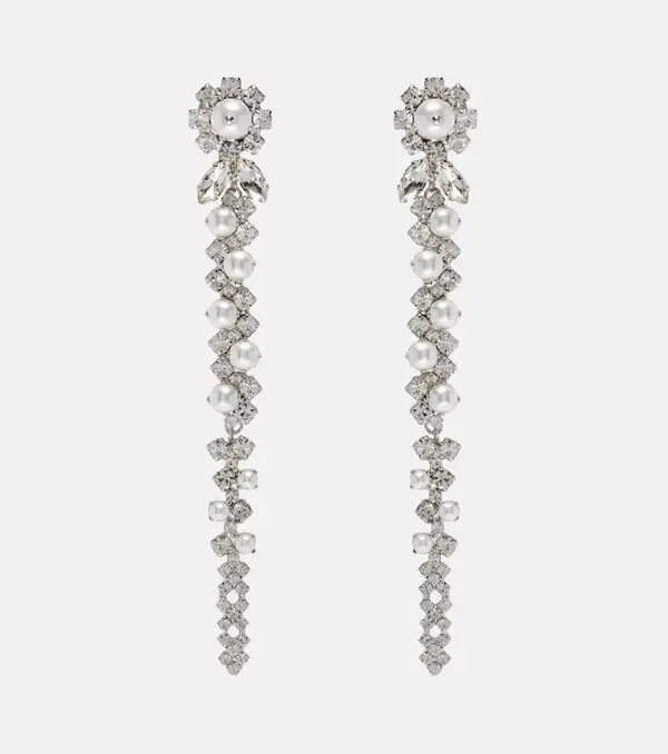 Simone Rocha Embellished Faux Pearl Drop Earrings - Silver