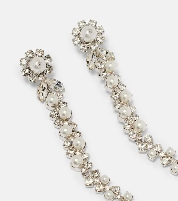 Simone Rocha Embellished Faux Pearl Drop Earrings - Silver