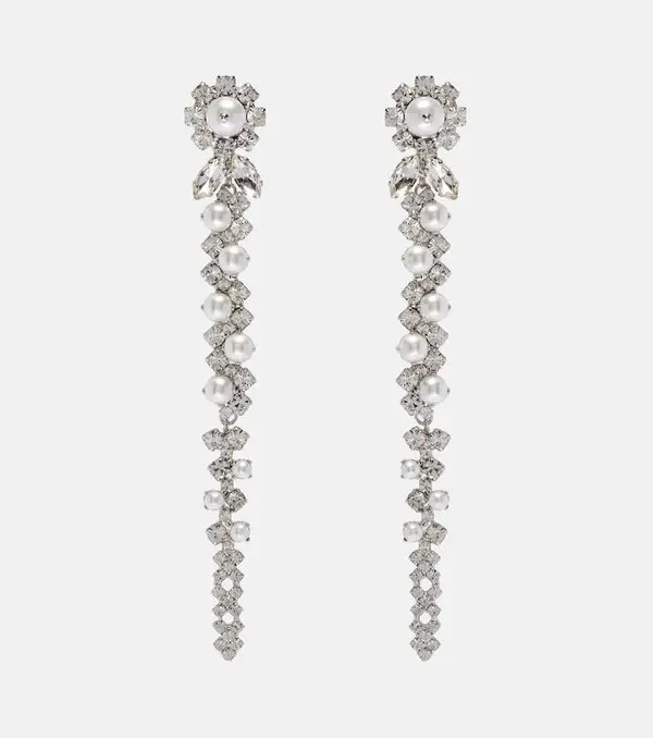Simone Rocha Embellished Faux Pearl Drop Earrings - Silver