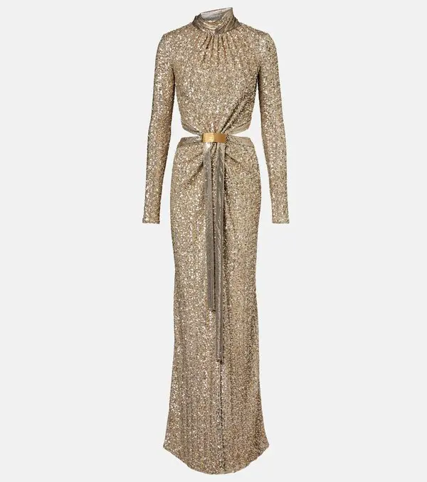 Rabanne Sequined Gathered Gown