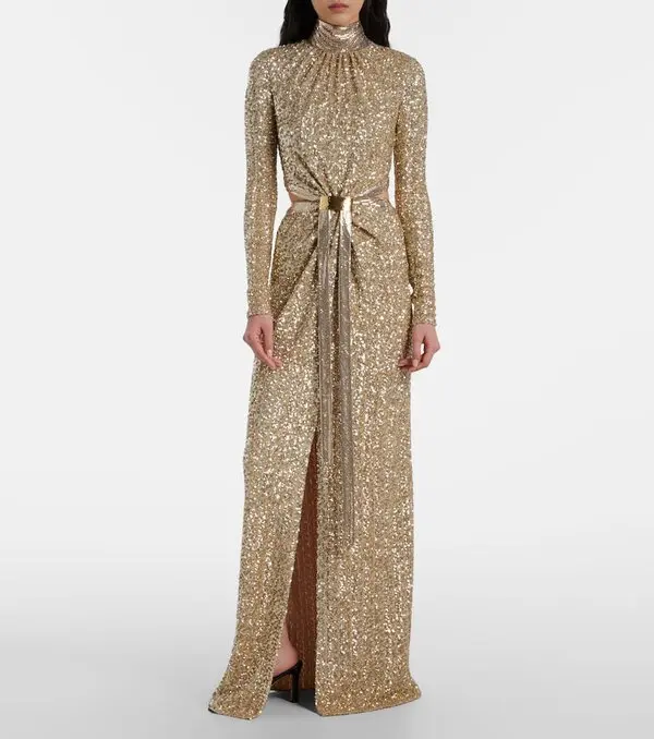 Rabanne Sequined Gathered Gown