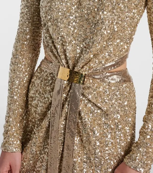 Rabanne Sequined Gathered Gown