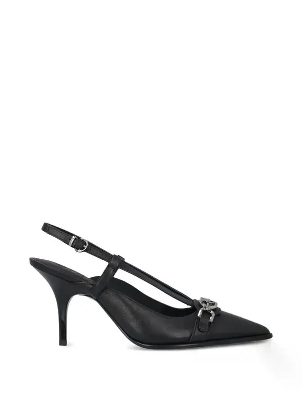 Pinko Buckle-embellished Nappa Leather Slingback Pumps - Black