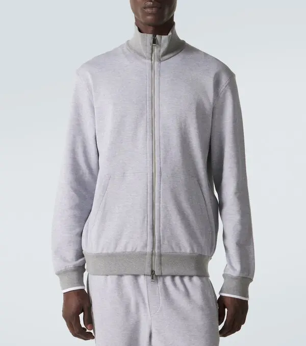 Brioni Cotton-blend Track Jacket - Grey