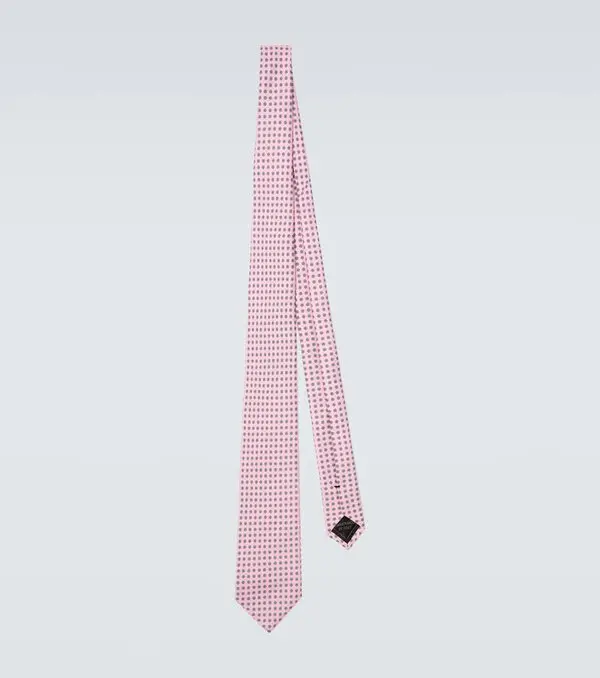 Brioni Printed Silk Twill Tie - Pink