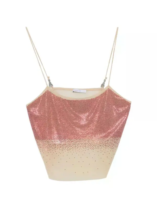 Patrizia Pepe Rhinestone Embellished Tulle Top