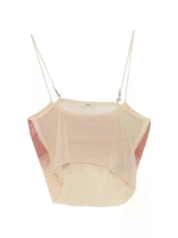 Patrizia Pepe Rhinestone Embellished Tulle Top