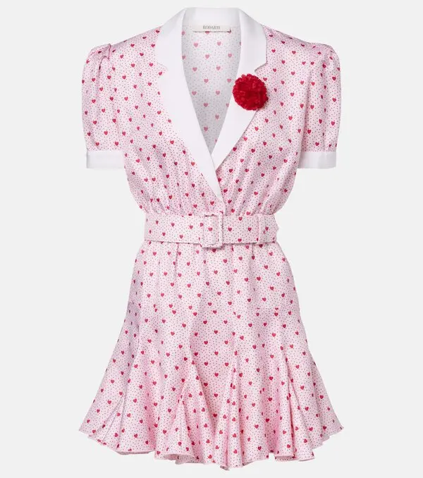 RODARTE Printed Silk Twill Minidress - Pink