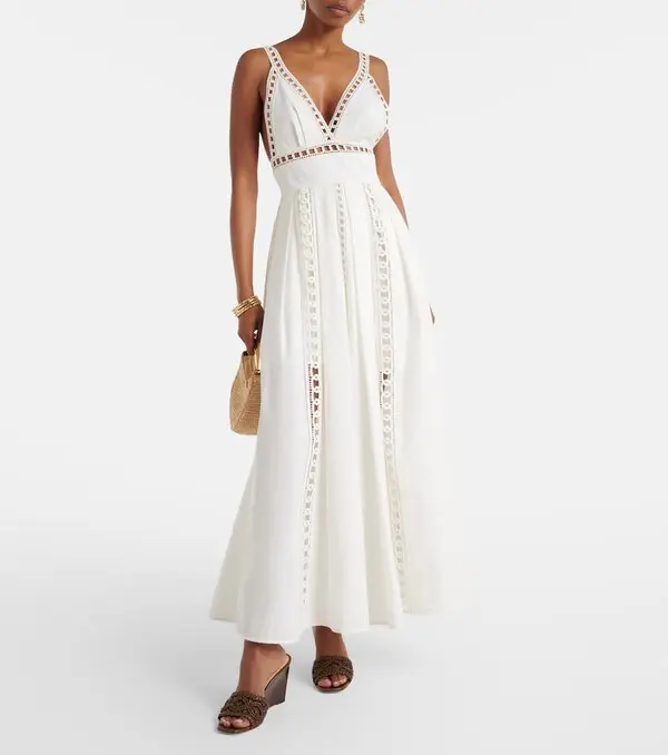 Veronica Beard Ellen Macramé Leather Wedge Mules - Brown