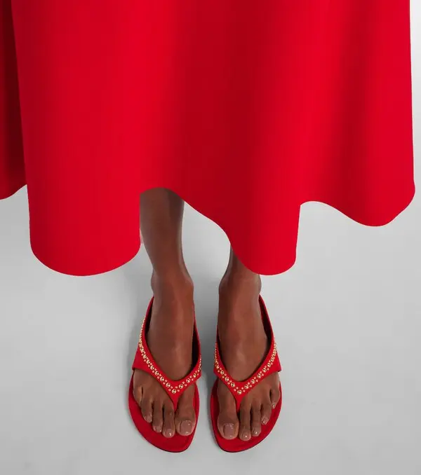 HERBERT LEVINE Sunkissed Studded Thong Sandals - Red