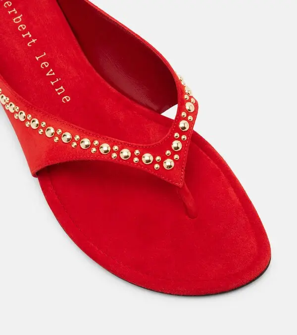 HERBERT LEVINE Sunkissed Studded Thong Sandals - Red