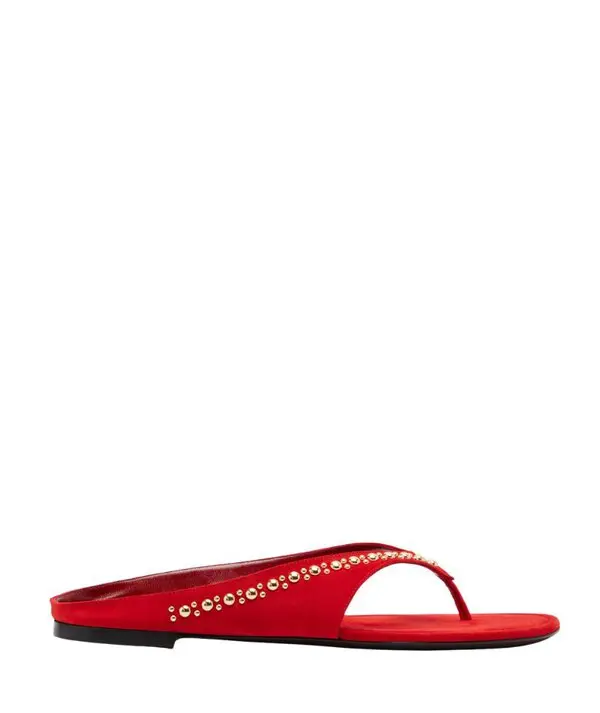 HERBERT LEVINE Sunkissed Studded Thong Sandals - Red