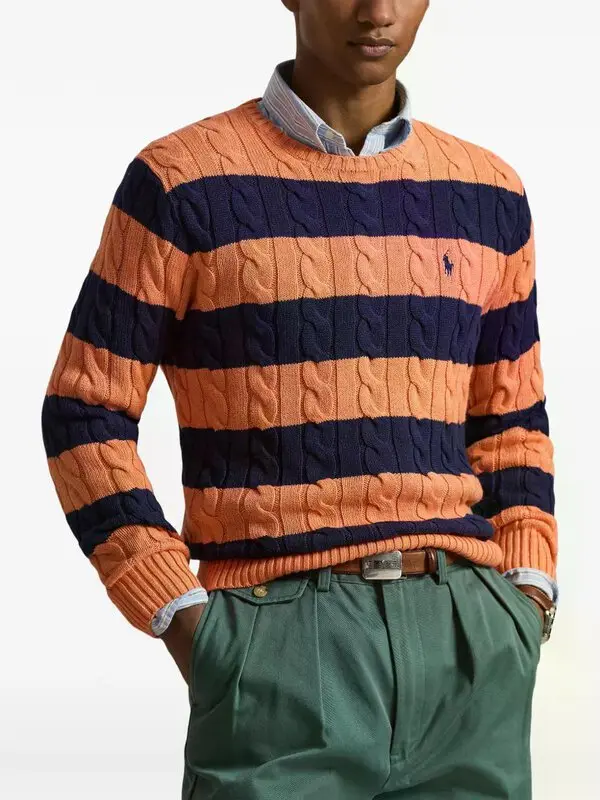 Polo Ralph Lauren Striped Cable-knit Sweater - Orange