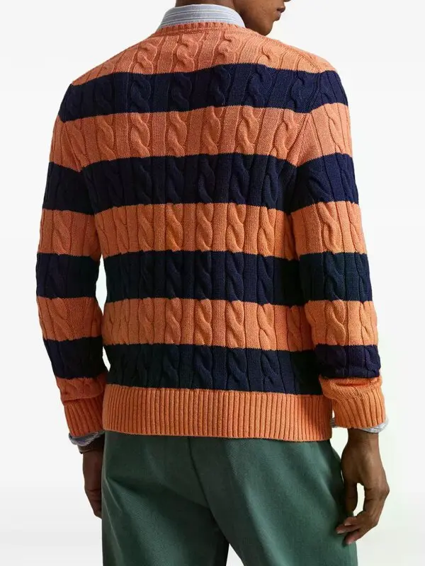 Polo Ralph Lauren Striped Cable-knit Sweater - Orange