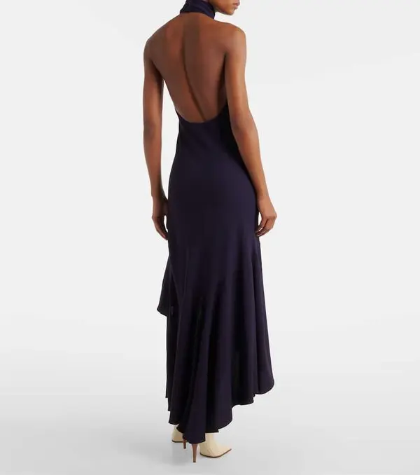 Alaïa Asymmetric Halterneck Maxi Dress - Purple