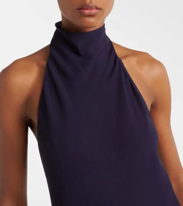 Alaïa Asymmetric Halterneck Maxi Dress - Purple