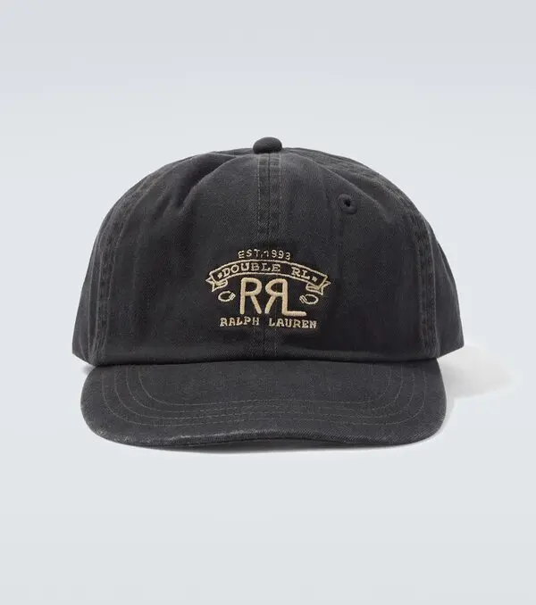Ralph Lauren Logo Leather-trimmed Twill Baseball Cap - Black