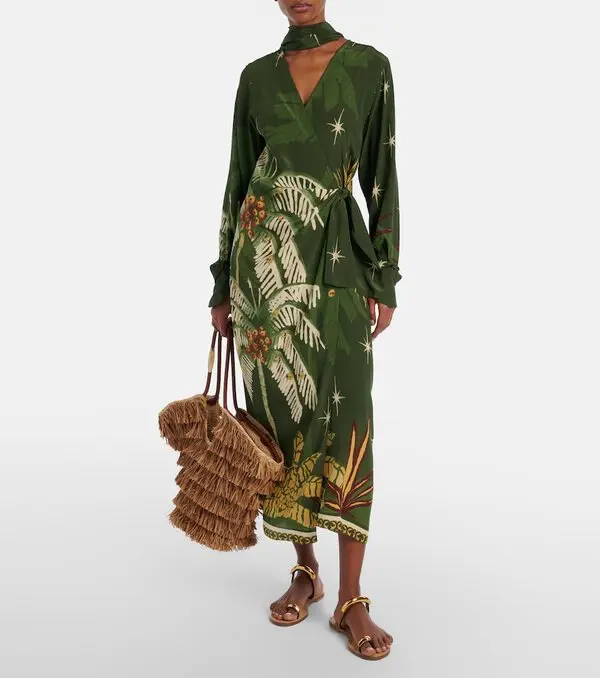 Johanna Ortiz Printed Silk Midi Dress