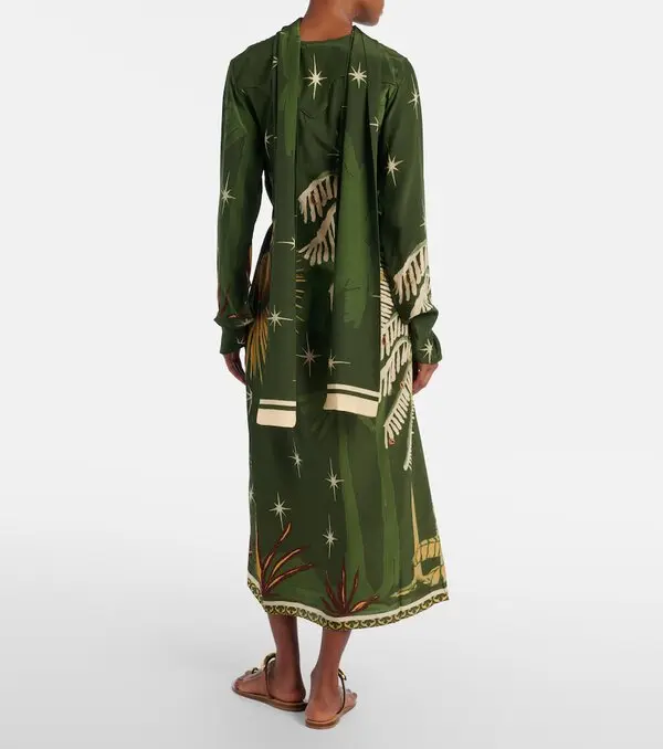 Johanna Ortiz Printed Silk Midi Dress