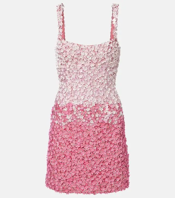 LA FUORI Sequined Ombré Mini Dress - Pink