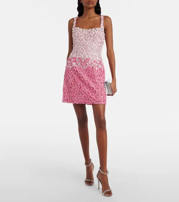 LA FUORI Sequined Ombré Mini Dress - Pink