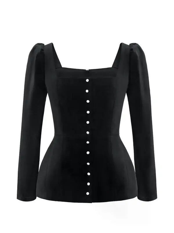 POST MERIDIEM Square-neck Top - Black