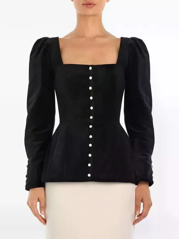 POST MERIDIEM Square-neck Top - Black