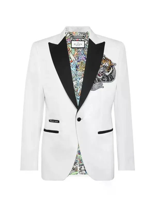 Philipp Plein Patch Peak-lapel Blazer - White