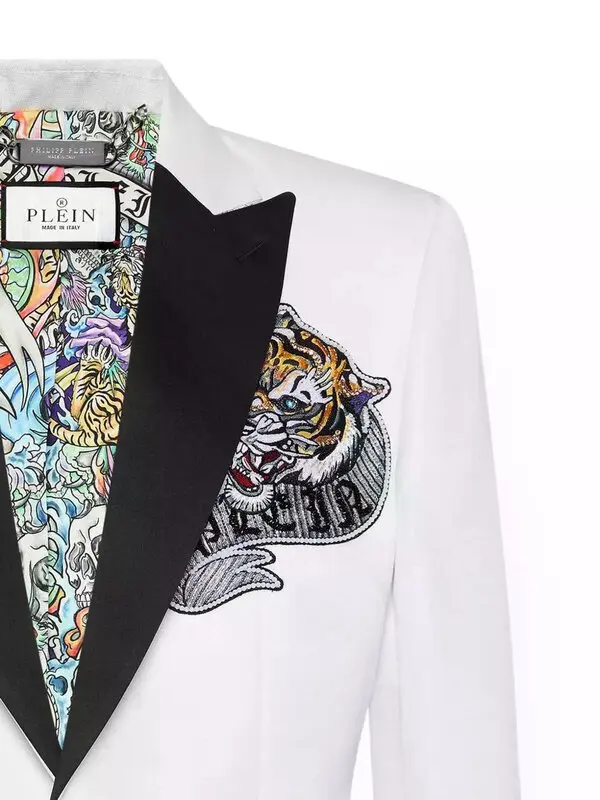 Philipp Plein Patch Peak-lapel Blazer - White