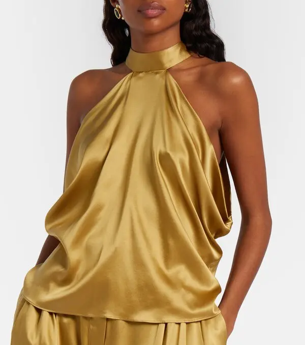 Nina Ricci Silk-blend Satin Top - Gold