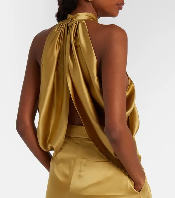 Nina Ricci Silk-blend Satin Top - Gold