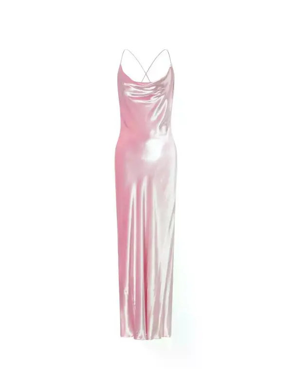 Alberta Ferretti Cowl-neck Cross-strap Dress