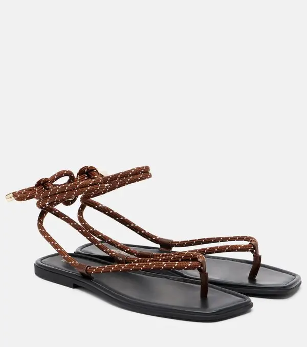 Veronica Beard Carmina Leather-trimmed Thong Sandals - Brown
