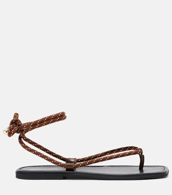 Veronica Beard Carmina Leather-trimmed Thong Sandals - Brown