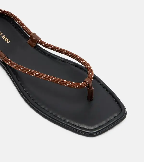 Veronica Beard Carmina Leather-trimmed Thong Sandals - Brown