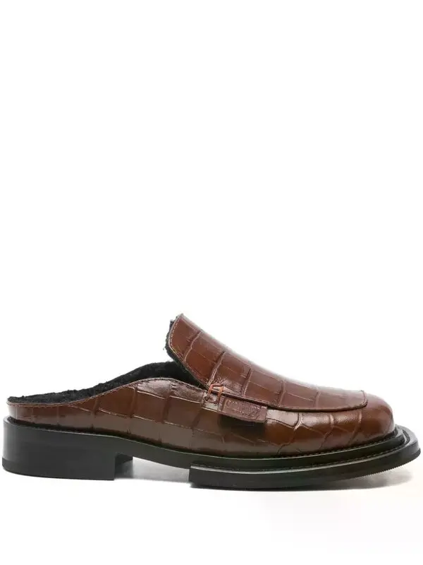 Moschino Crocodile-effect Leather Mules