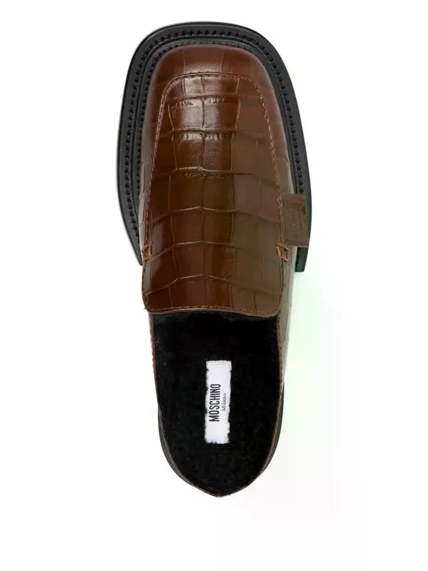 Moschino Crocodile-effect Leather Mules