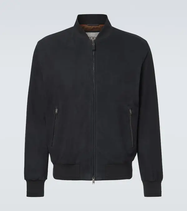 TOD'S Suede Bomber Jacket - Blue
