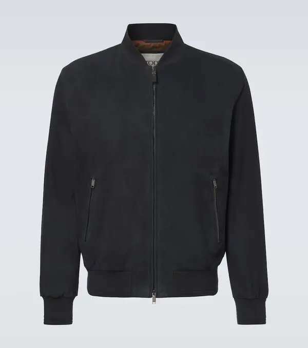 TOD'S Suede Bomber Jacket - Blue