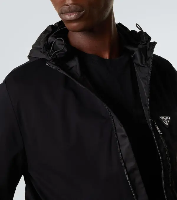 Prada Cotton-blend Zip-up Hooded Jacket With Drawstring Hem