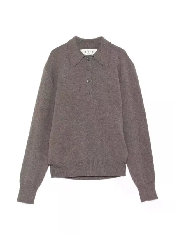 RÓHE Knitted Polo-collar Sweater - Brown