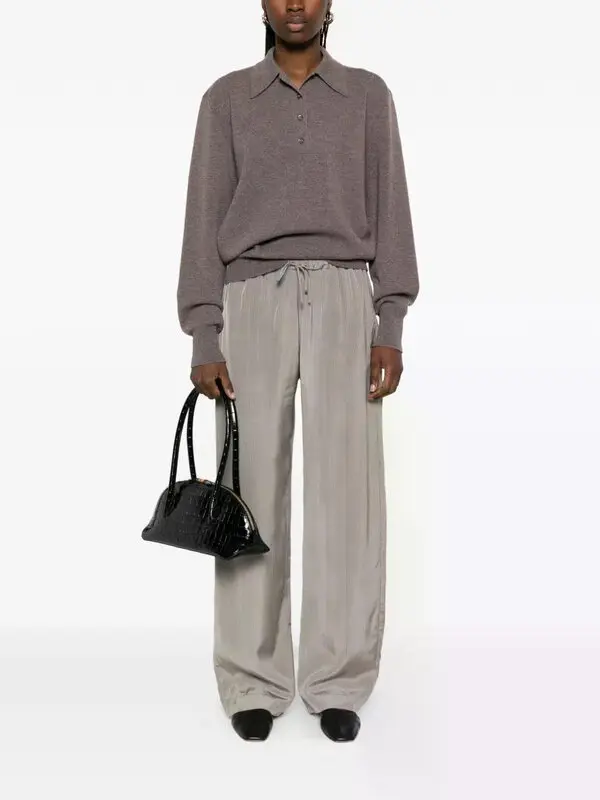 RÓHE Knitted Polo-collar Sweater - Brown