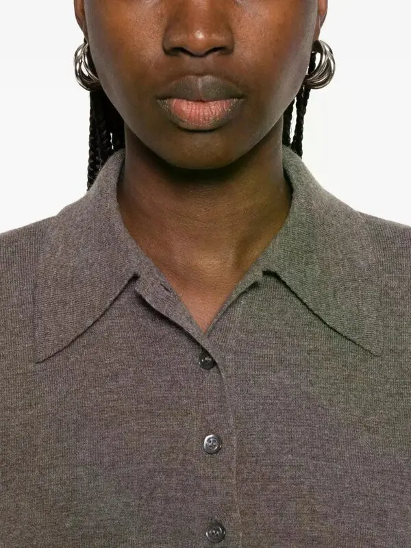 RÓHE Knitted Polo-collar Sweater - Brown
