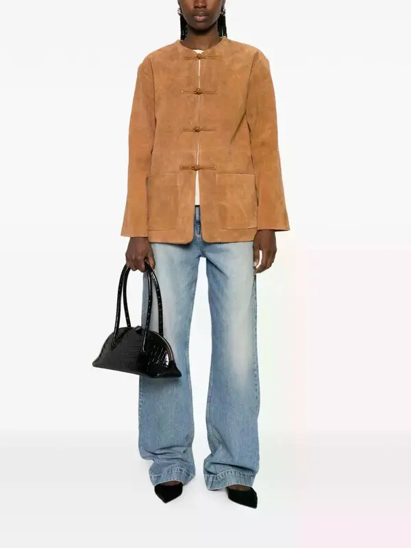 RÓHE Mandarin-collar Suede Jacket