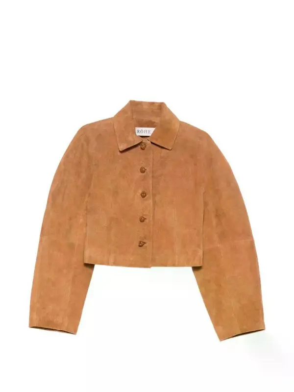 RÓHE Cropped Suede Jacket - Brown