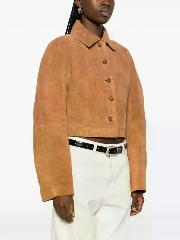 RÓHE Cropped Suede Jacket - Brown