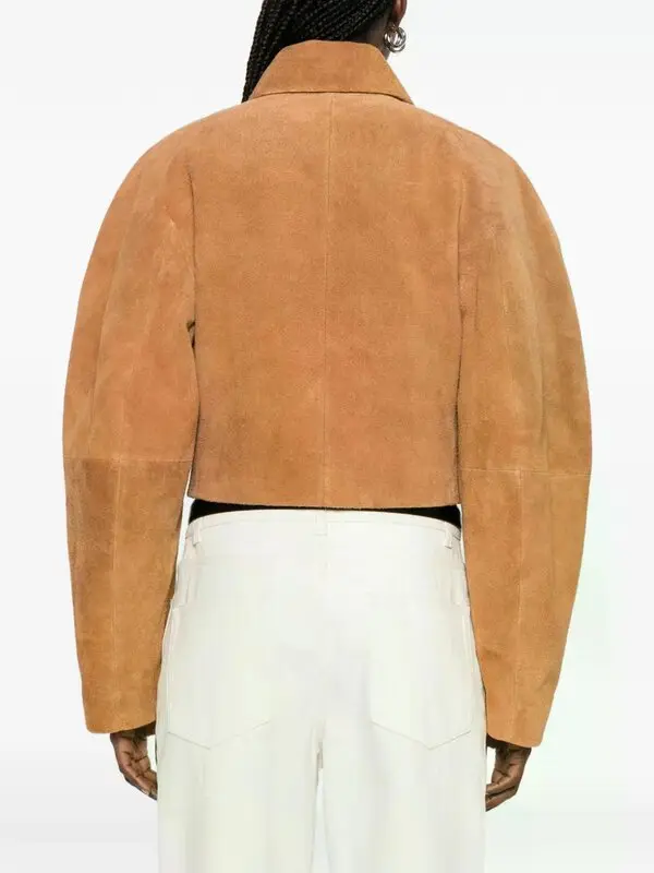 RÓHE Cropped Suede Jacket - Brown