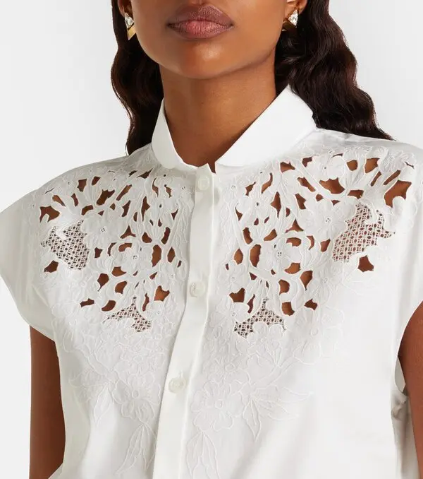 Valentino Garavani Guipure Lace-trimmed Cotton Poplin Shirt