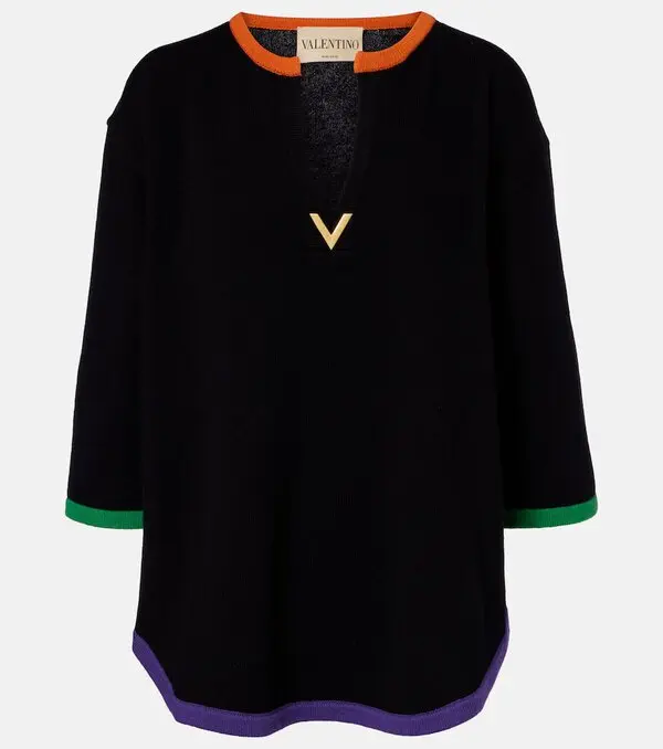 Valentino Garavani Vgold Virgin Wool Sweater - Black